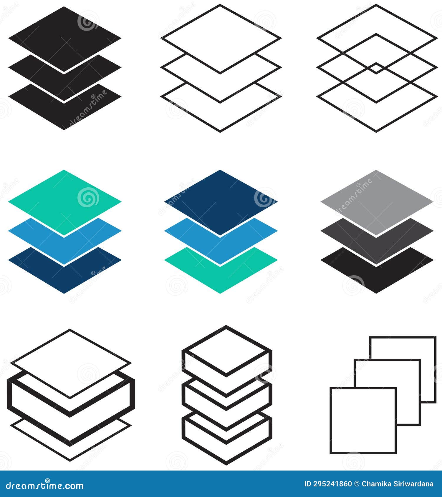 Set of Layer Icon, Layers Icon Collection Stock Vector - Illustration ...