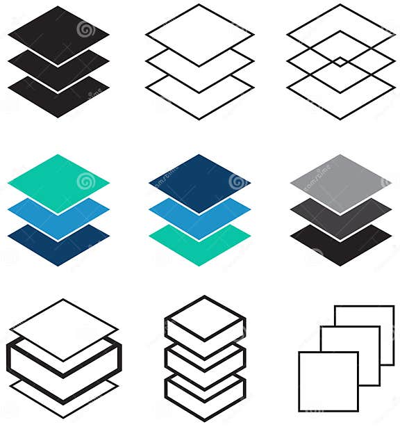 Set of Layer Icon, Layers Icon Collection Stock Vector - Illustration ...