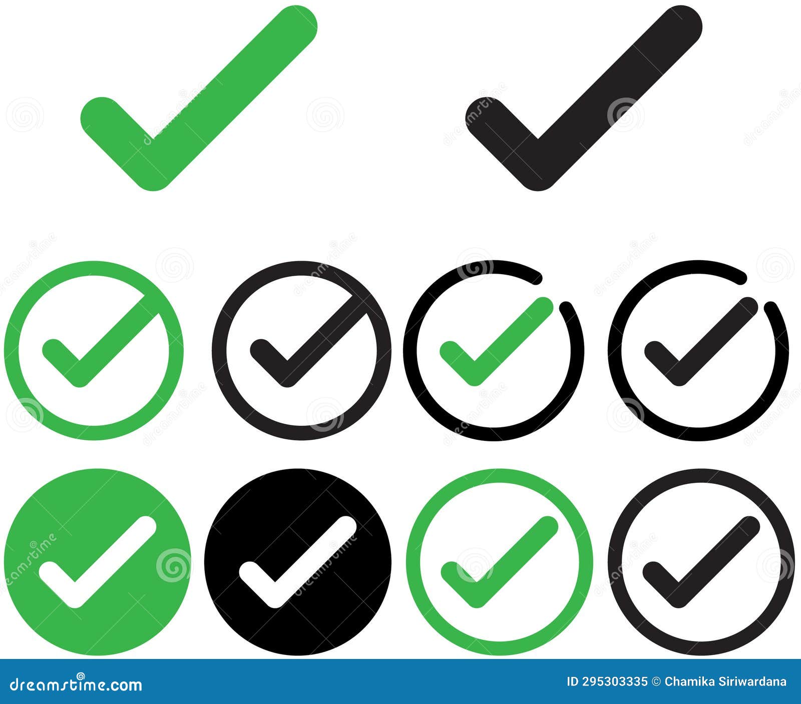 Check Mark Icon Set Check Round Button with Tick Symbol Collection ...