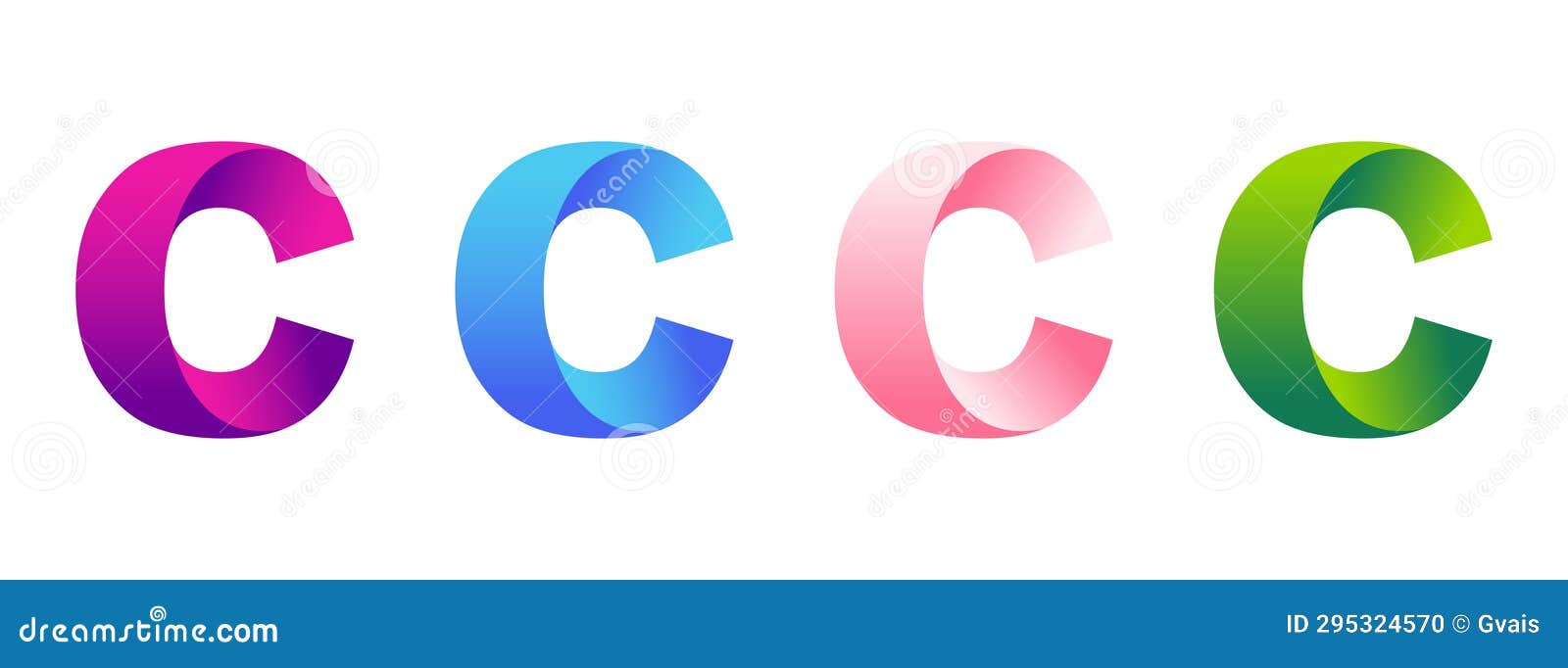 Letter C Logo in Four Different Colors Stock Illustration ...