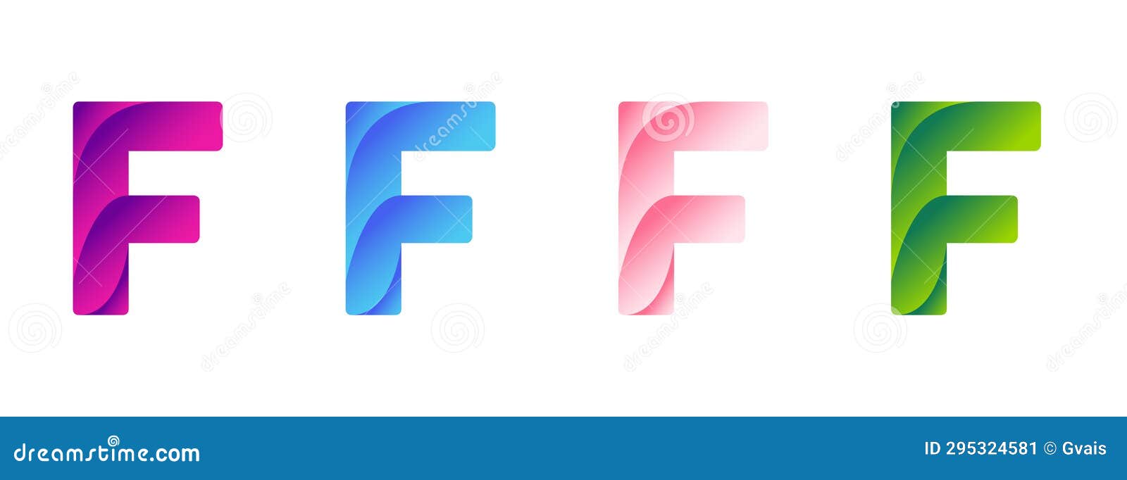 Letter F Logo in Four Different Colors Stock Illustration ...