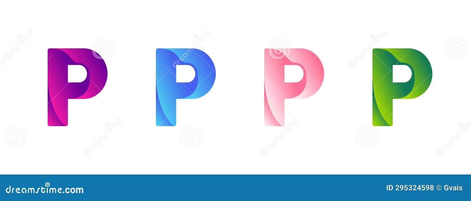 Letter P Logo in Four Different Colors Stock Illustration ...