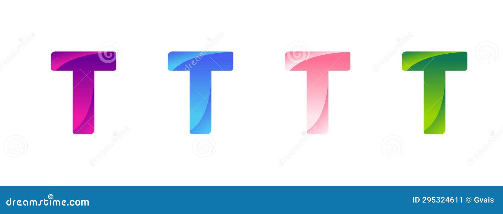 Letter T Logo in Four Different Colors Stock Illustration ...