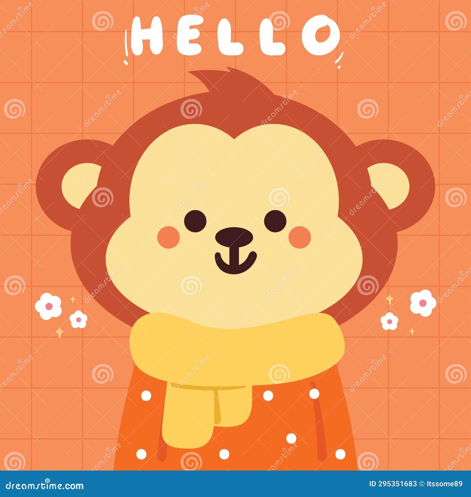 Hand Drawing Cartoon Monkey Wearing Scarf and Winter Outfit Stock ...