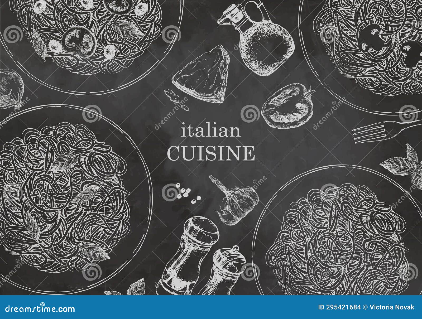 Traditional Italian Cuisine. Hand-drawn Illustration of Italian ...