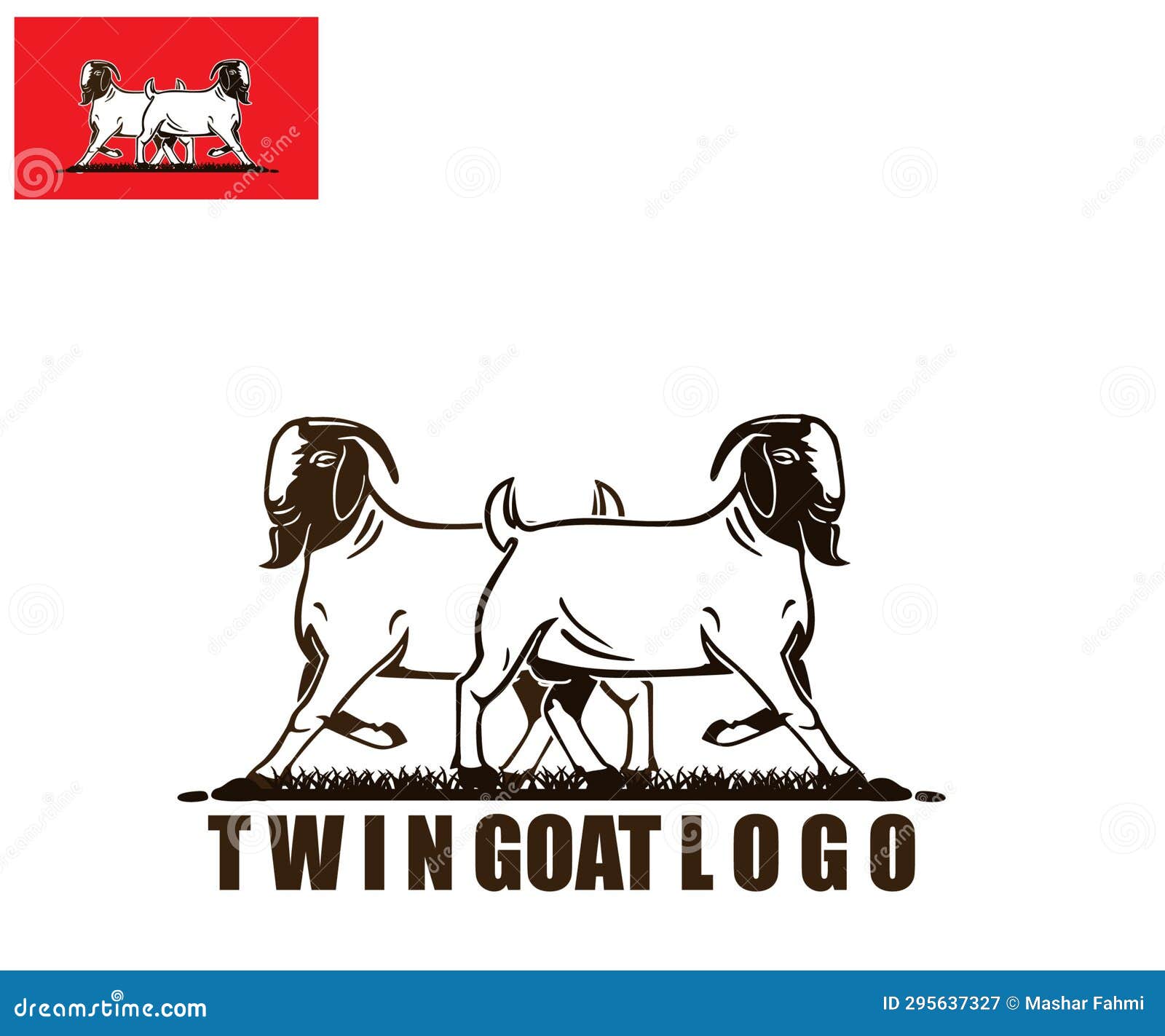 TWIN YOUNG BOER GOAT PLAYING LOGO Stock Illustration - Illustration of ...