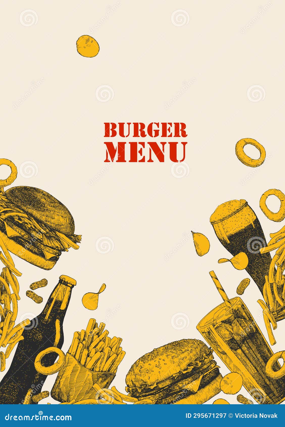 Burger Menu. Hand-drawn Illustration of Dishes and Products. Ink ...