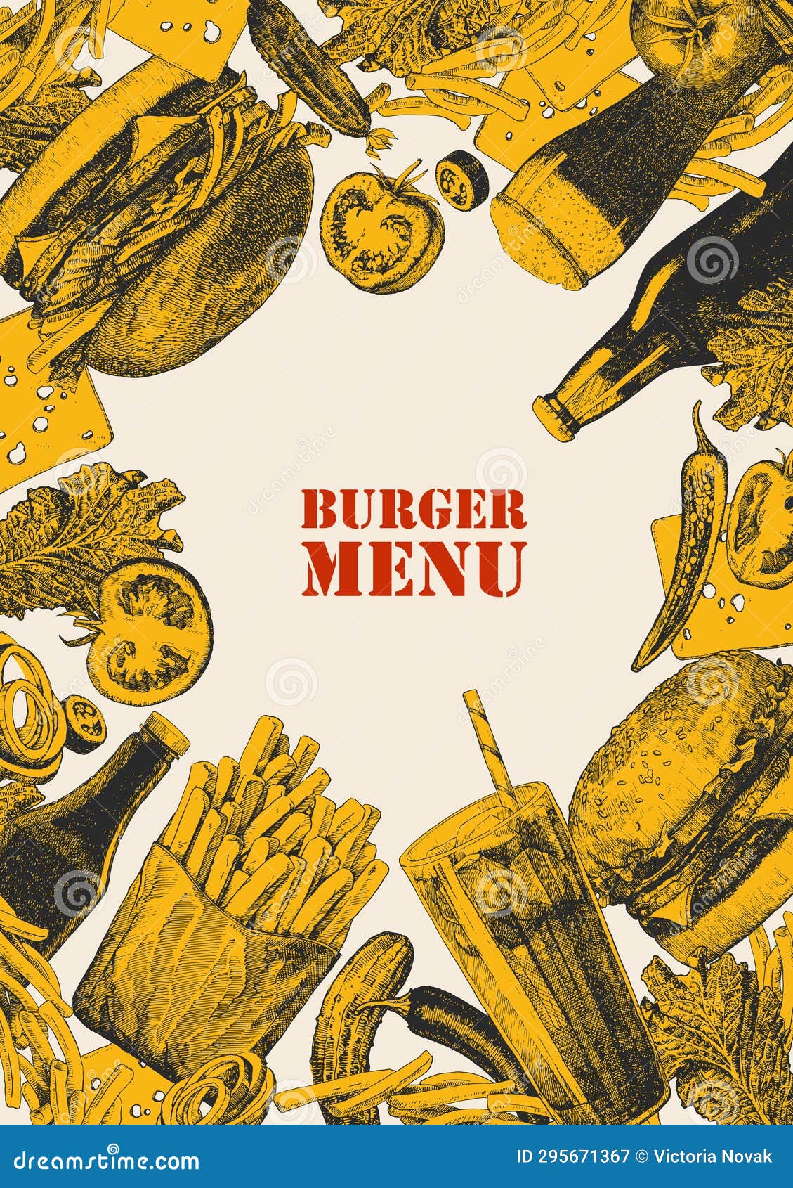 Burger Menu. Hand-drawn Illustration of Dishes and Products. Ink ...