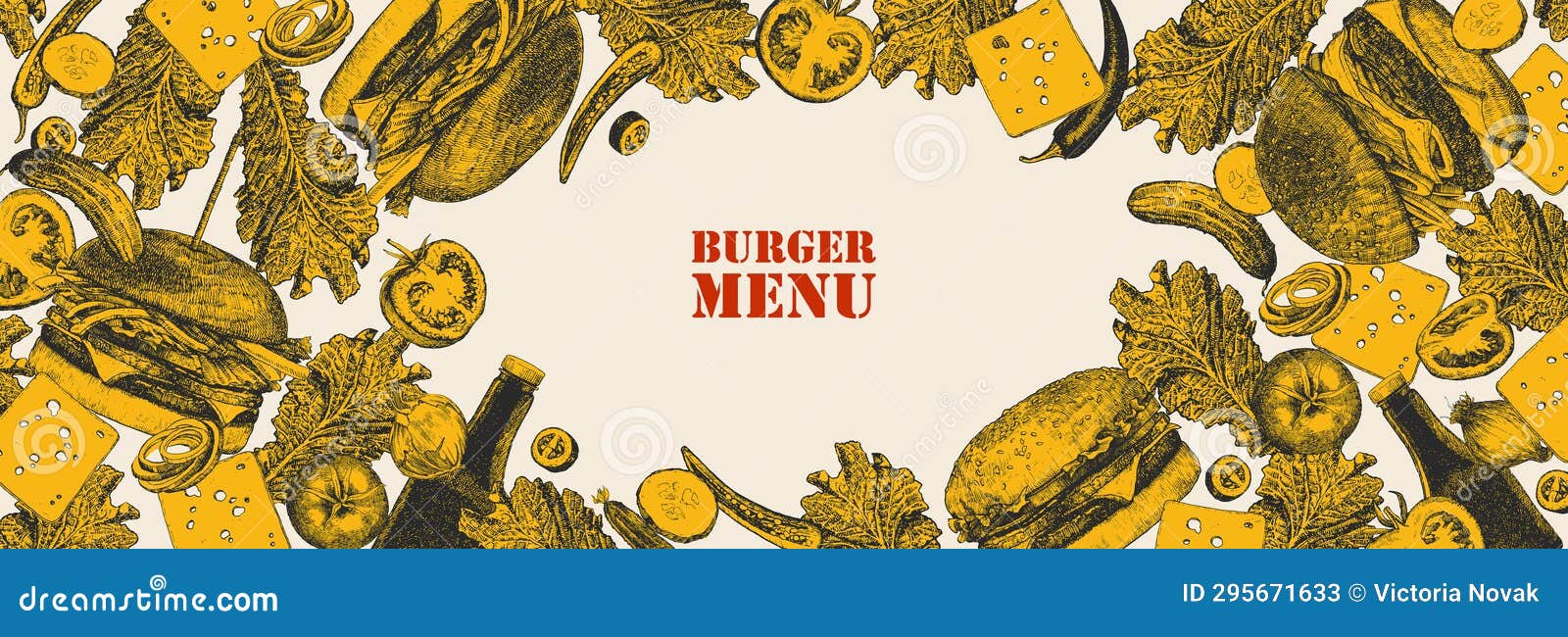 Burger Menu. Hand-drawn Illustration of Dishes and Products. Ink ...