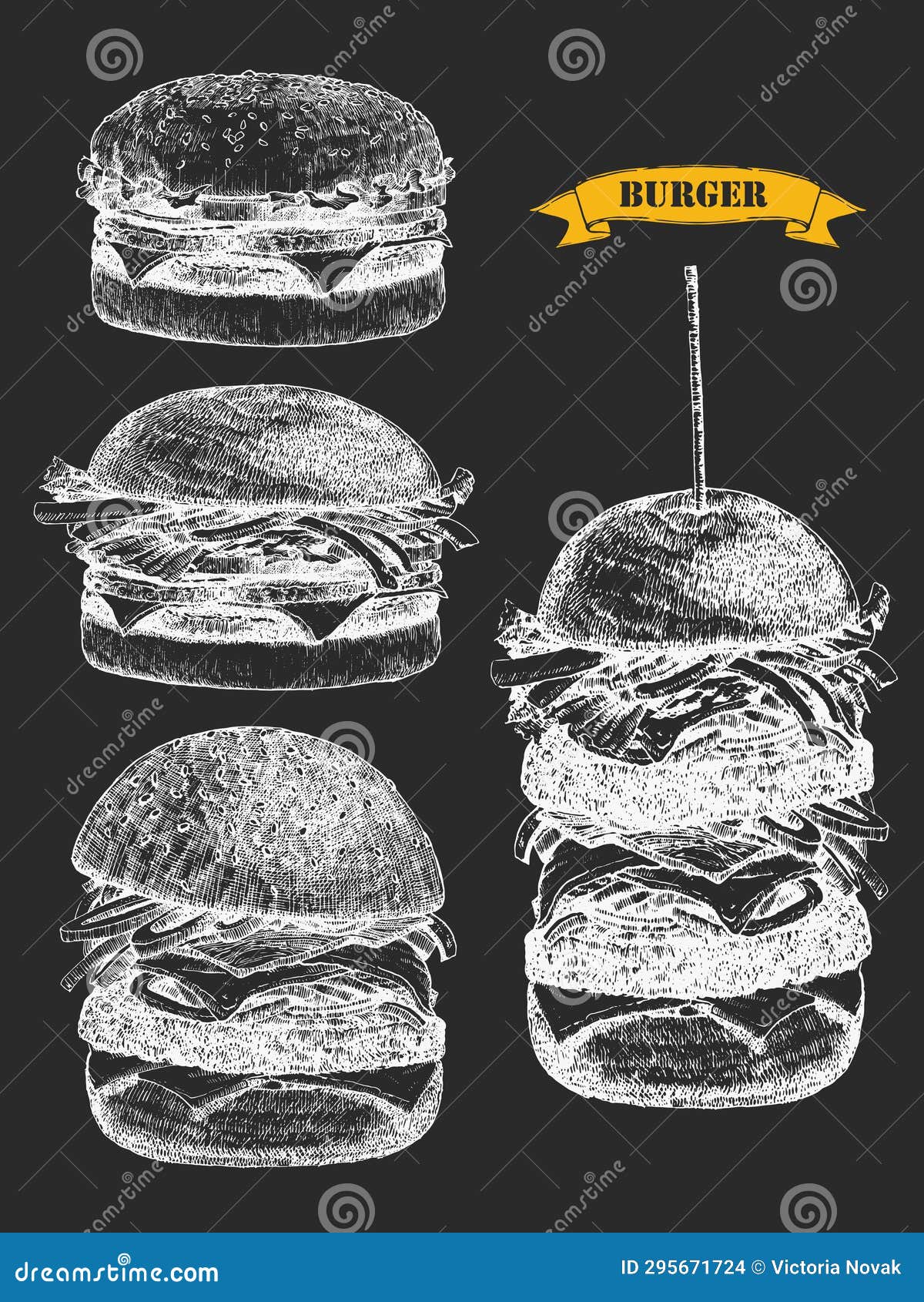 Burger Menu. Hand-drawn Illustration of Burger. Ink. Vector Stock ...