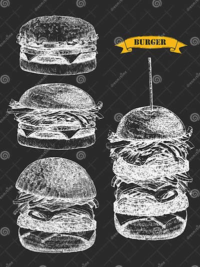 Burger Menu. Hand-drawn Illustration of Burger. Ink. Vector Stock ...