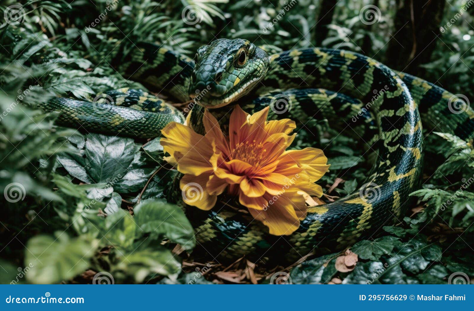ORANGE FLOWER and BEAST UGLY SNAKE Stock Image - Image of beautiful ...