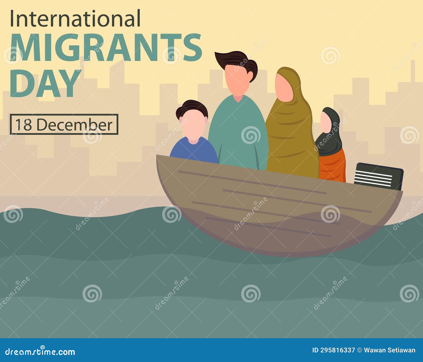 Illustration Vector Graphic of an Immigrant Family Boarded a Ship on ...