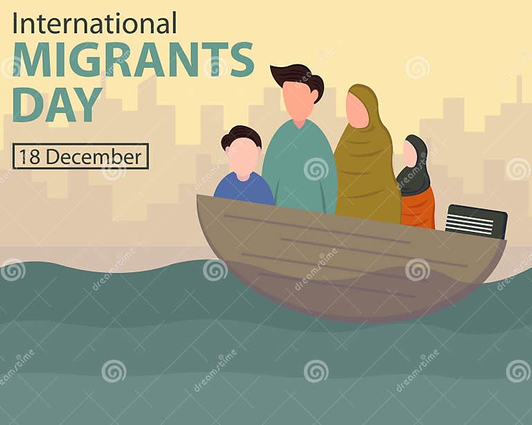Illustration Vector Graphic of an Immigrant Family Boarded a Ship on ...