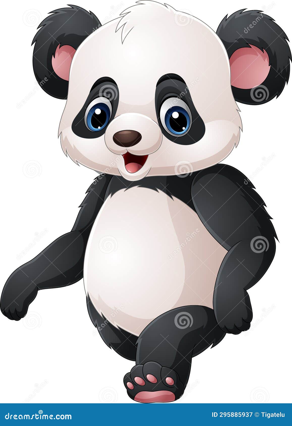 Cartoon Cute Little Panda Walking Stock Illustration - Illustration of ...