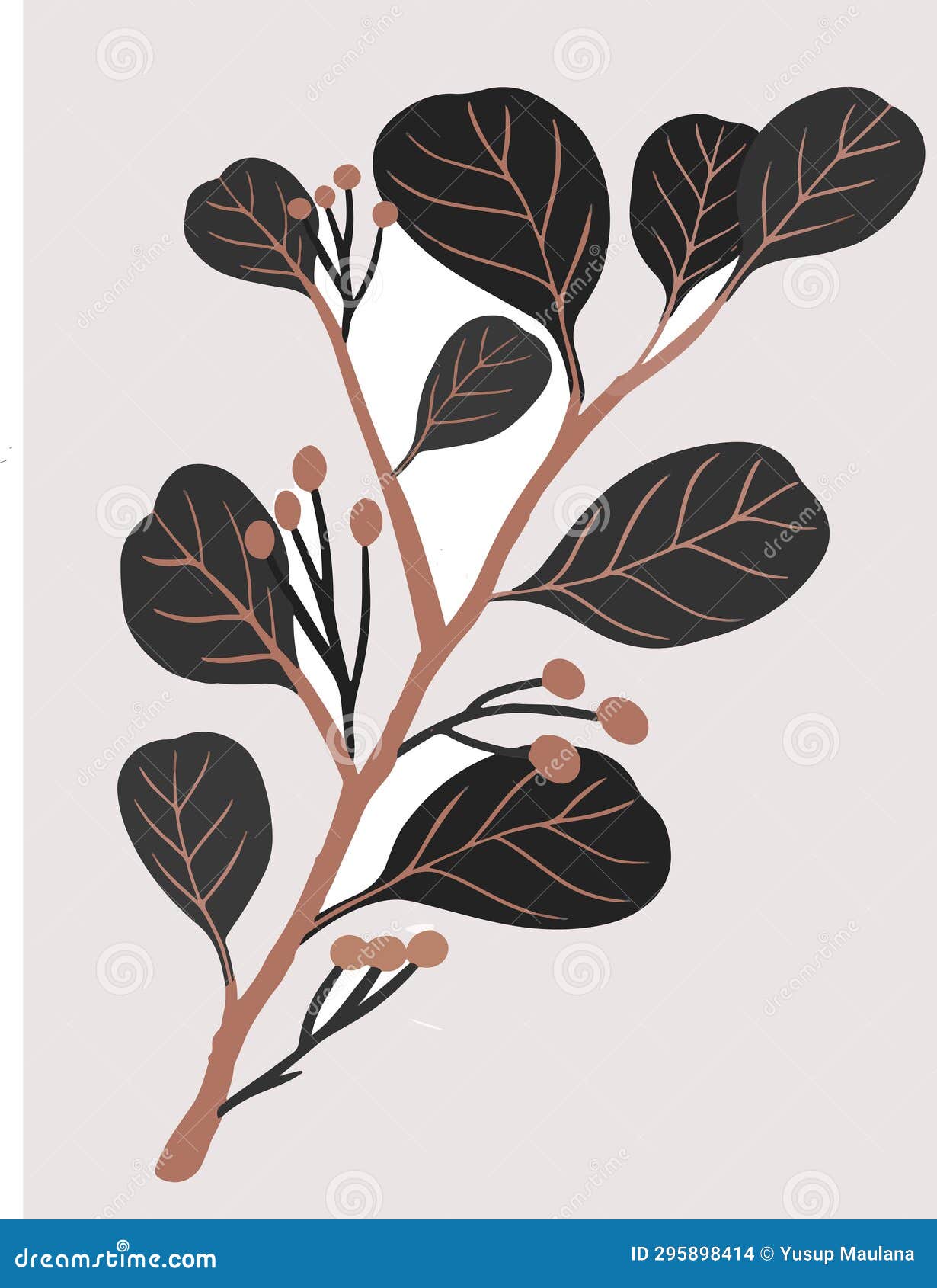 Aesthetic Leaf Branch Illustration Element Stock Vector - Illustration ...