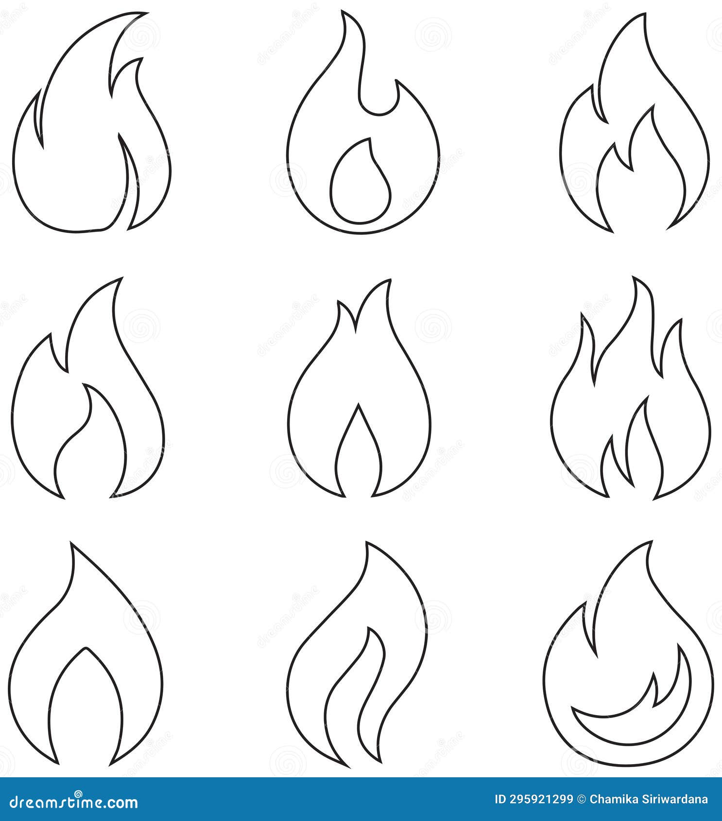 Line art of Fire icon stock vector. Illustration of danger - 295921299