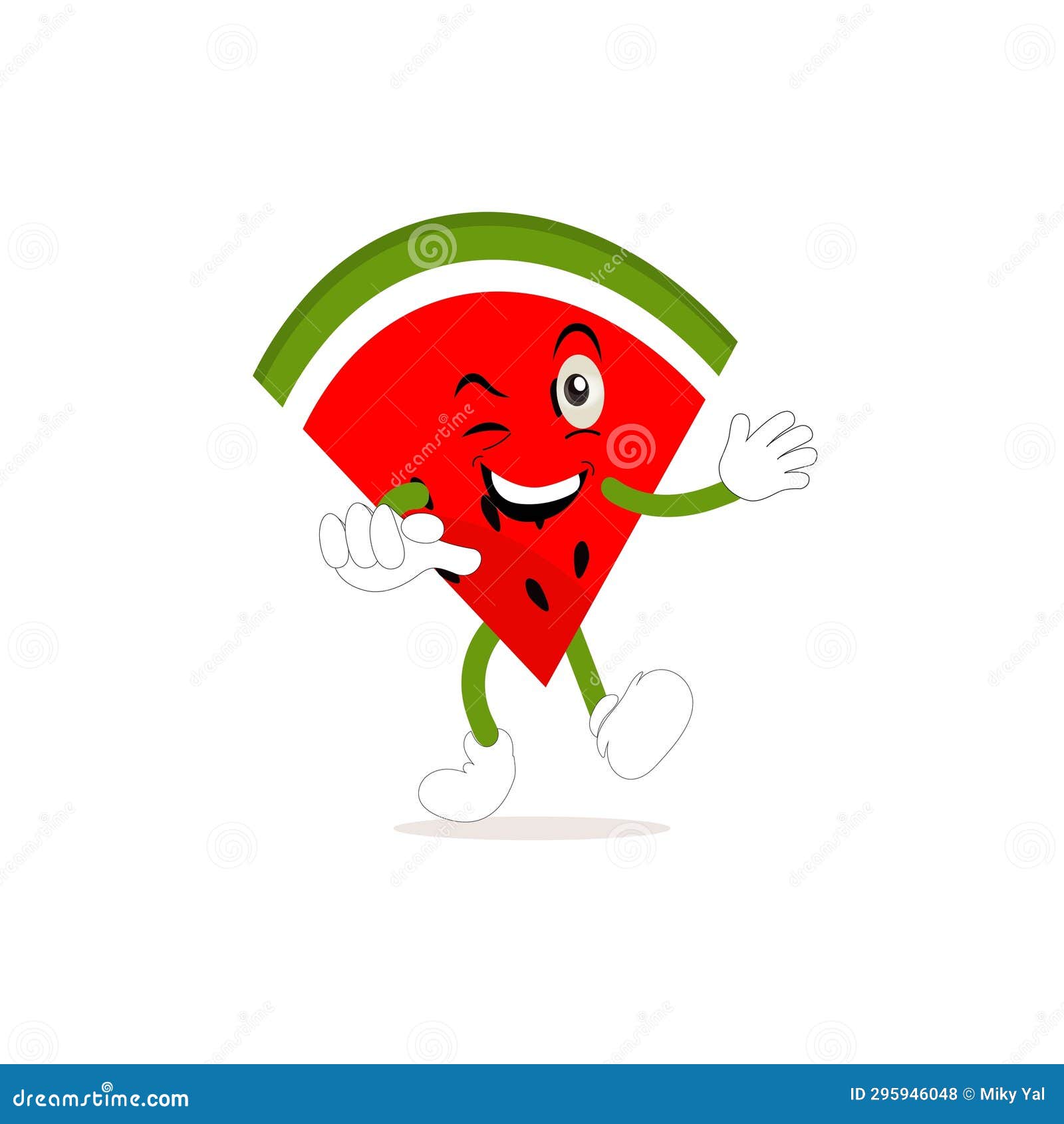 Watermelon Cartoon Fresh Fruit Vector Illustration Stock Illustration ...