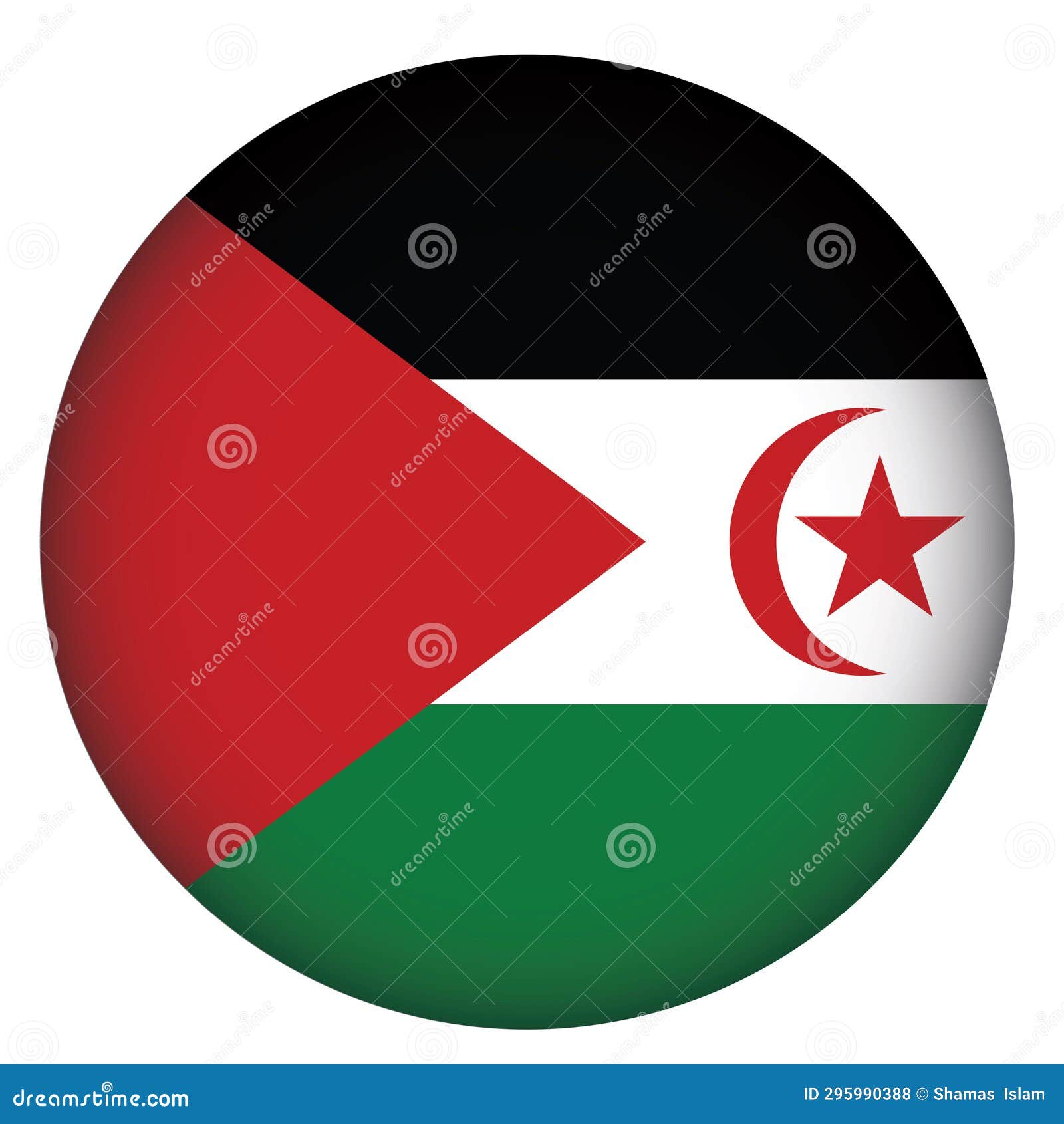 Sahrawi Arab Democratic Republic Flag Round Shape Vector Stock Vector ...