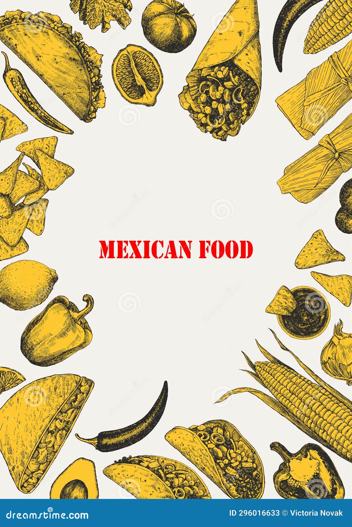 Mexican Food. Menu. Hand-drawn Illustration of Dishes and Products. Ink ...