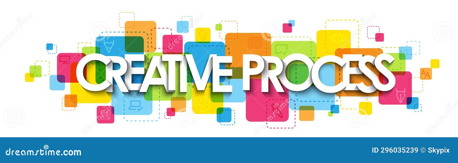 CREATIVE PROCESS Typography on Colorful Squares Stock Vector ...