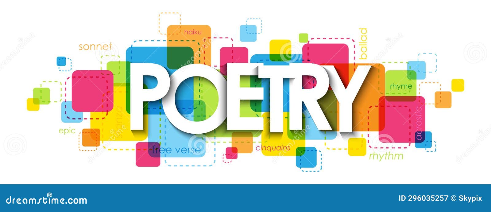 POETRY Typography on Colorful Squares Stock Vector - Illustration of ...