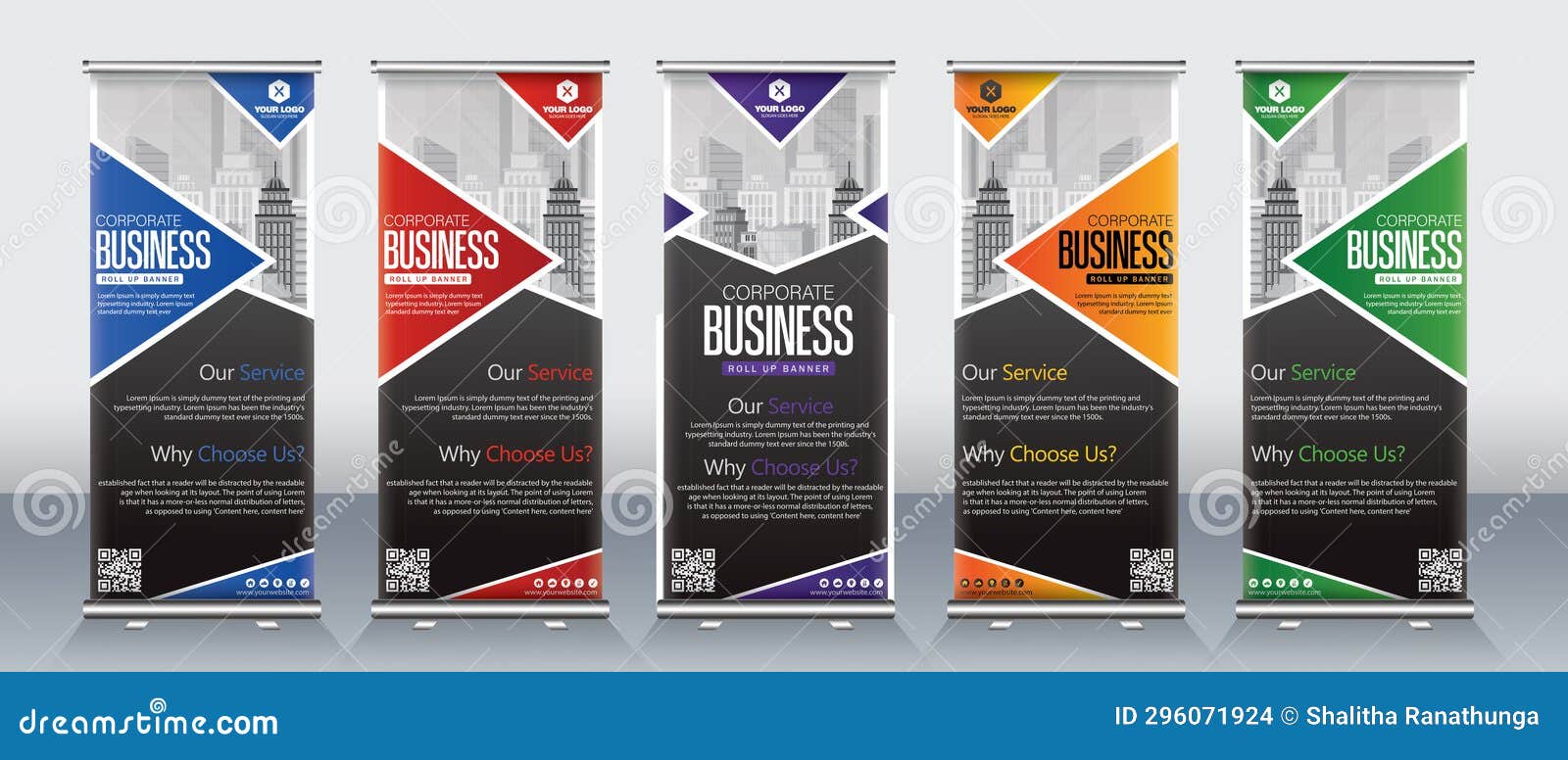 Abstract Roll Up Banner Design Print Ready Set Stock Illustration ...