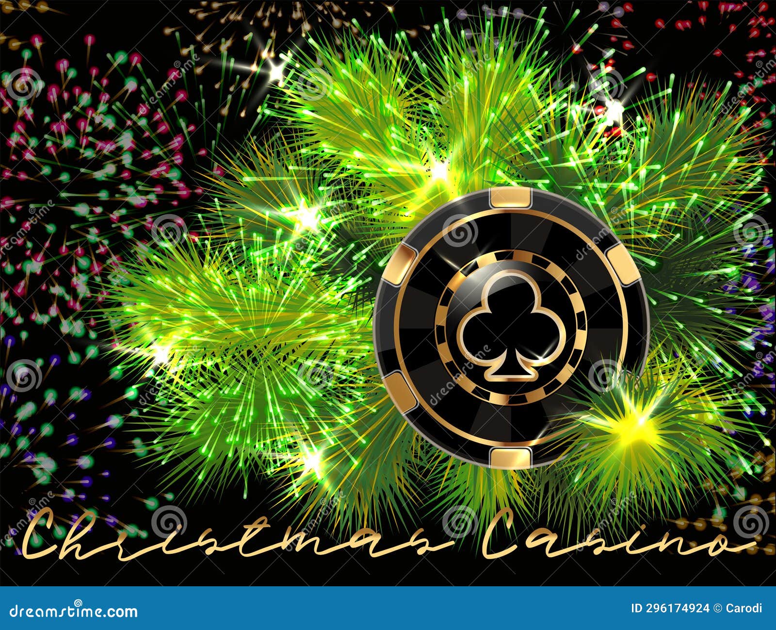 Happy 2024 New Year Card, Casino Xmas Poker Clubs Chip. Stock Vector ...