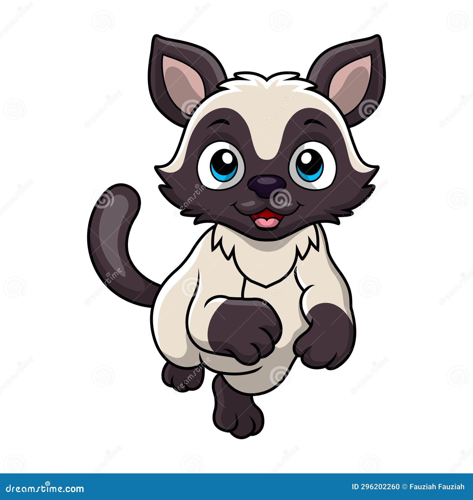 Cute Siamese Cat Cartoon on a White Background Stock Vector ...