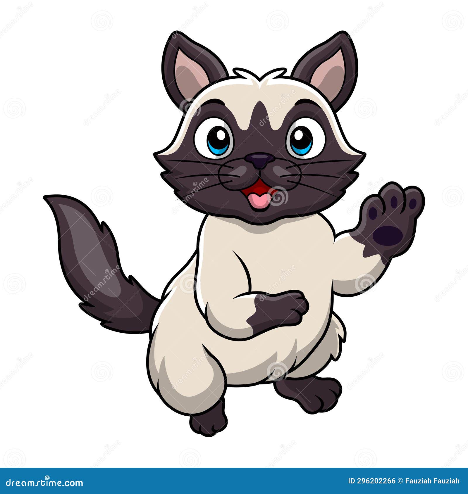 Cute Siamese Cat Cartoon on a White Background Stock Vector ...