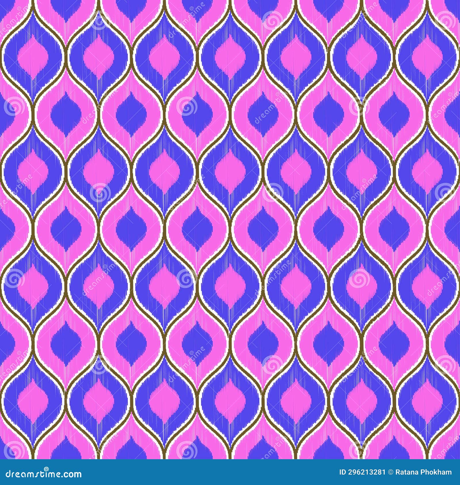 Colorful Ogee Seamless Pattern.Ikat Repeat Pattern. Stock Vector ...
