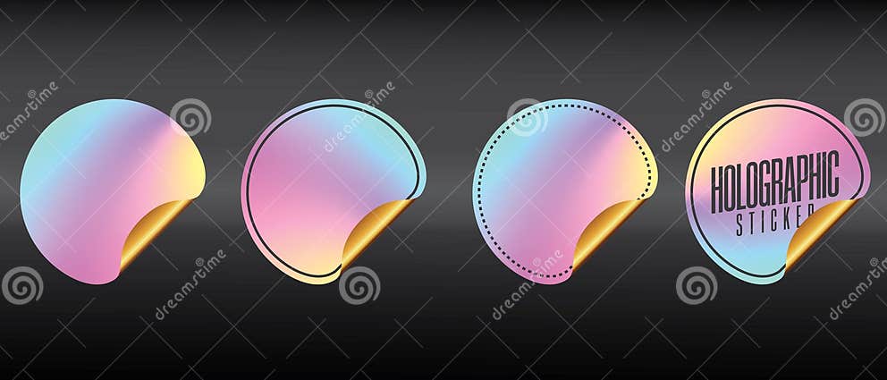 Iridescent Holographic Foil Stickers. Holo Emblems, Round Original and ...