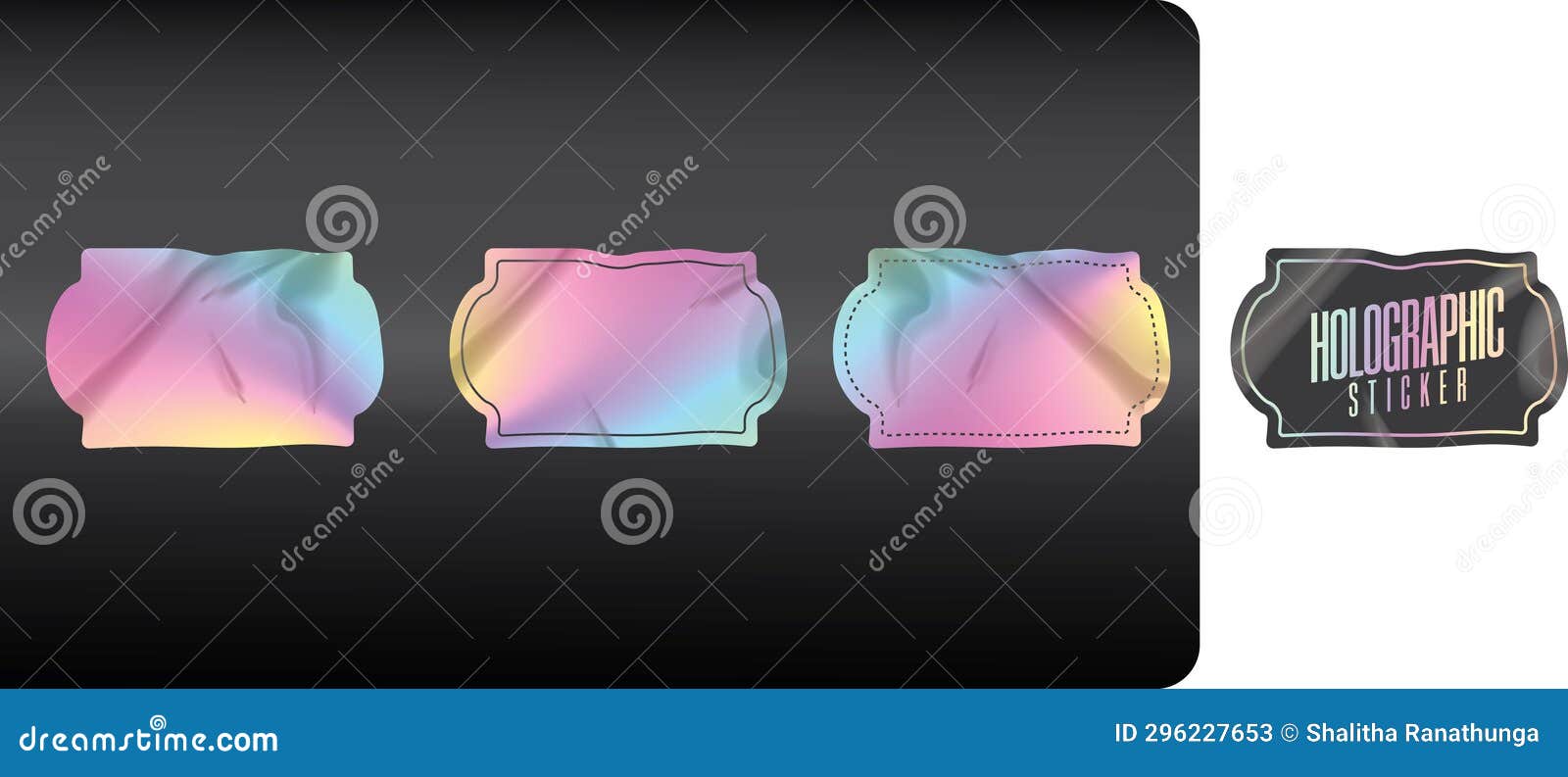 Holographic Labels. Round Gradient Metal Certification Glitter Stickers ...