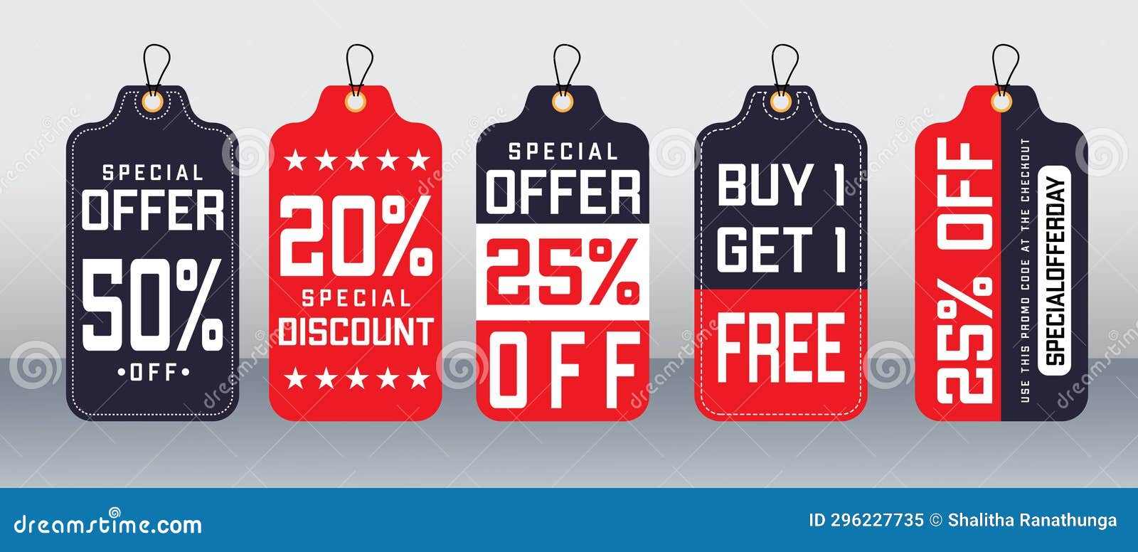 Discount Red and Blue Sale Tag Isolated Vector Illustration. Discount ...