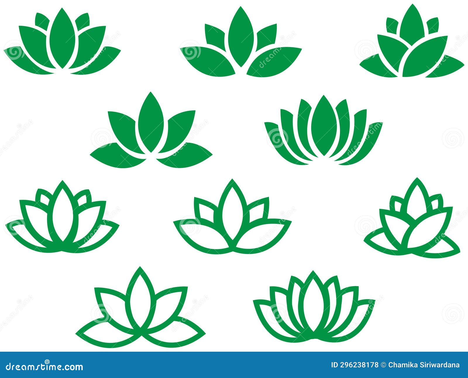 Vector green lotus icons stock vector. Illustration of abstract - 296238178