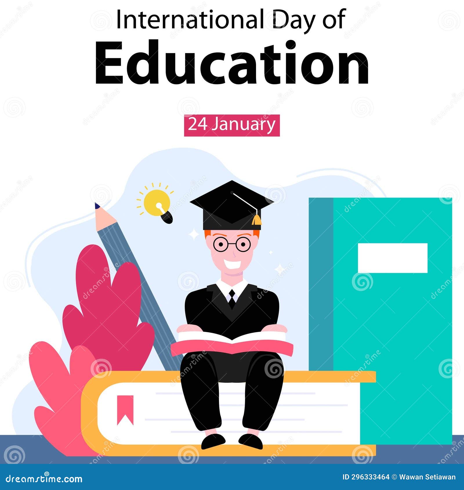 Illustration Vector Graphic of a Young Scholar Was Sitting on a Book ...