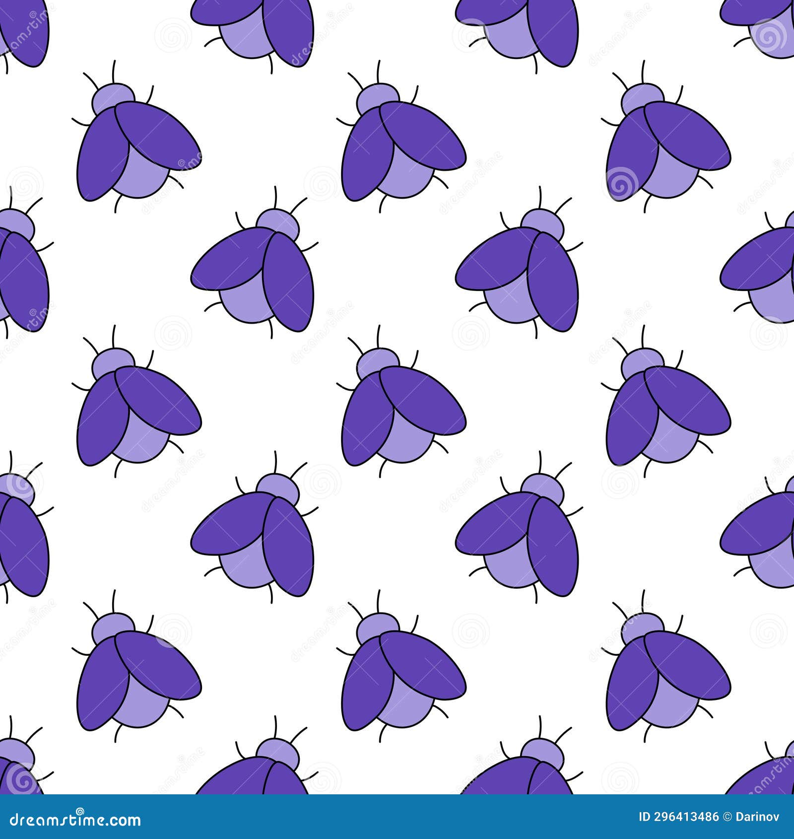 Seamless Pattern with Mystical Bugs. Purple Insects. Vector Flat ...