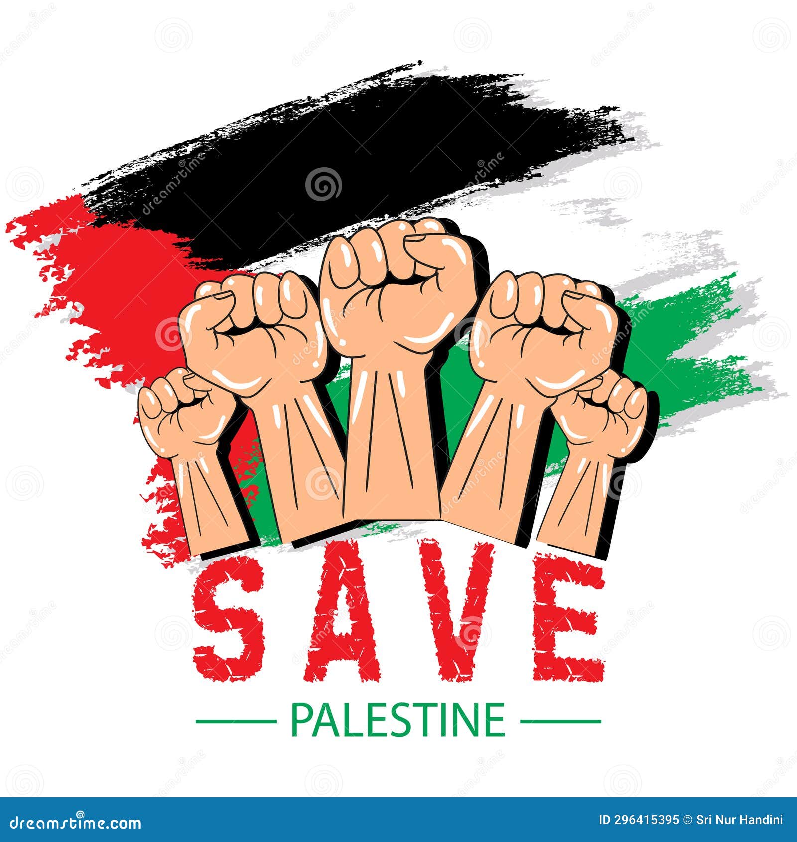 Poster with a Hand Clenched into a Fist in the Colors of the Flag of ...