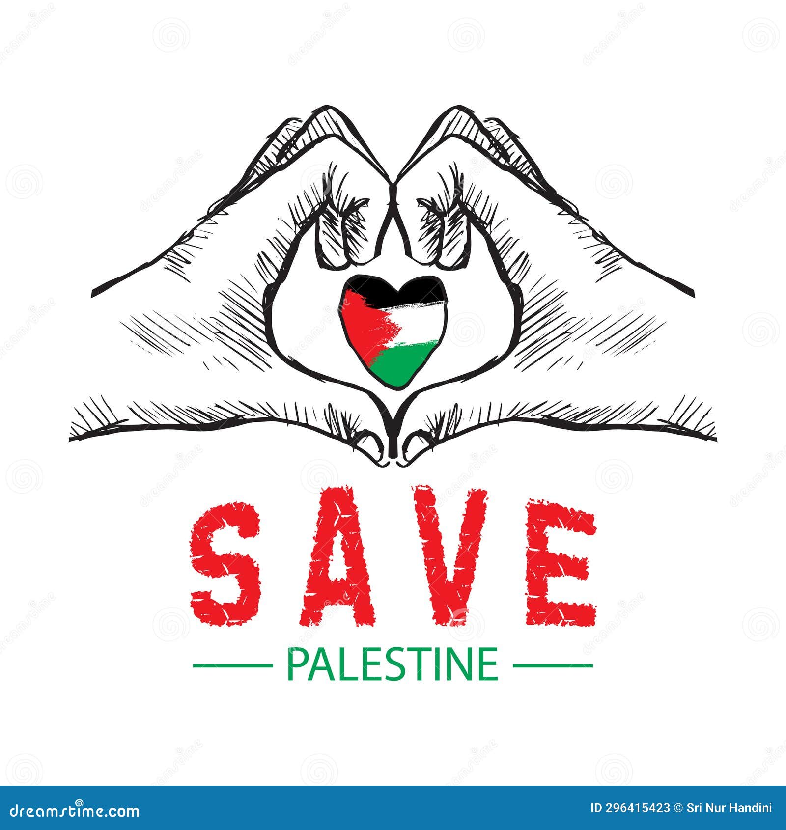 Palestine Flag in Heart Shape with Hands. Save Palestine Stock Vector ...