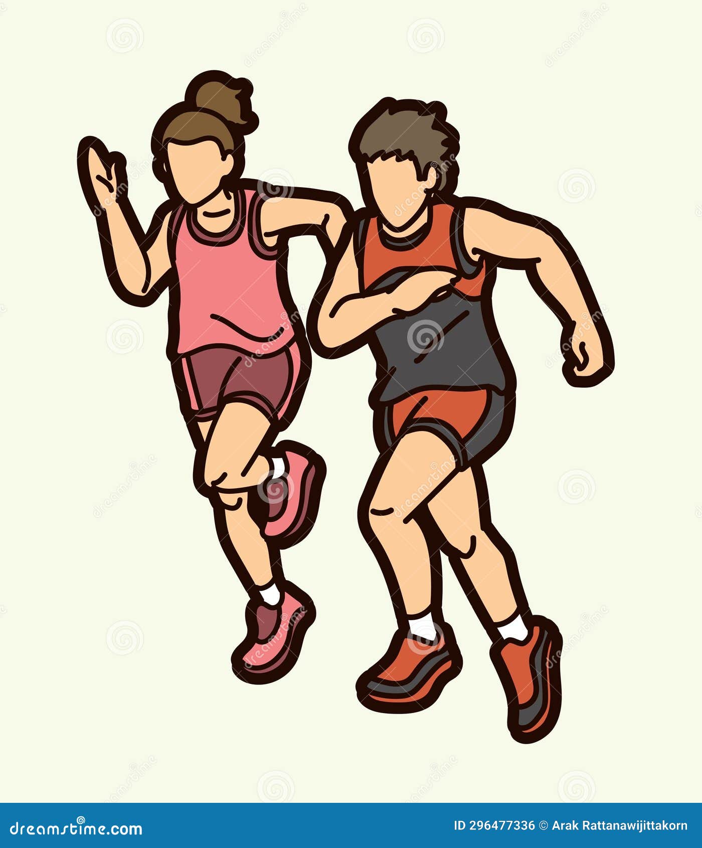Children Running Together Boy and Girl Start Running Cartoon Sport ...