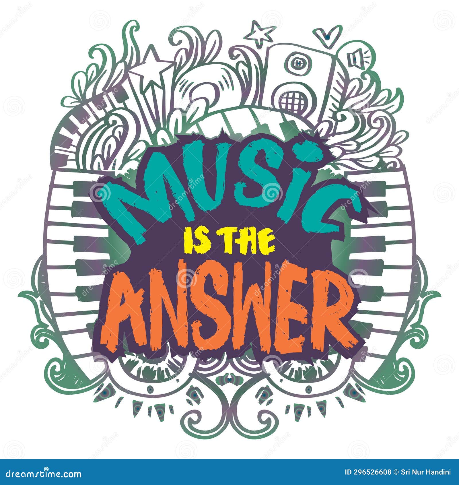 Music is the Answer. Hand Drawn Lettering Stock Illustration ...