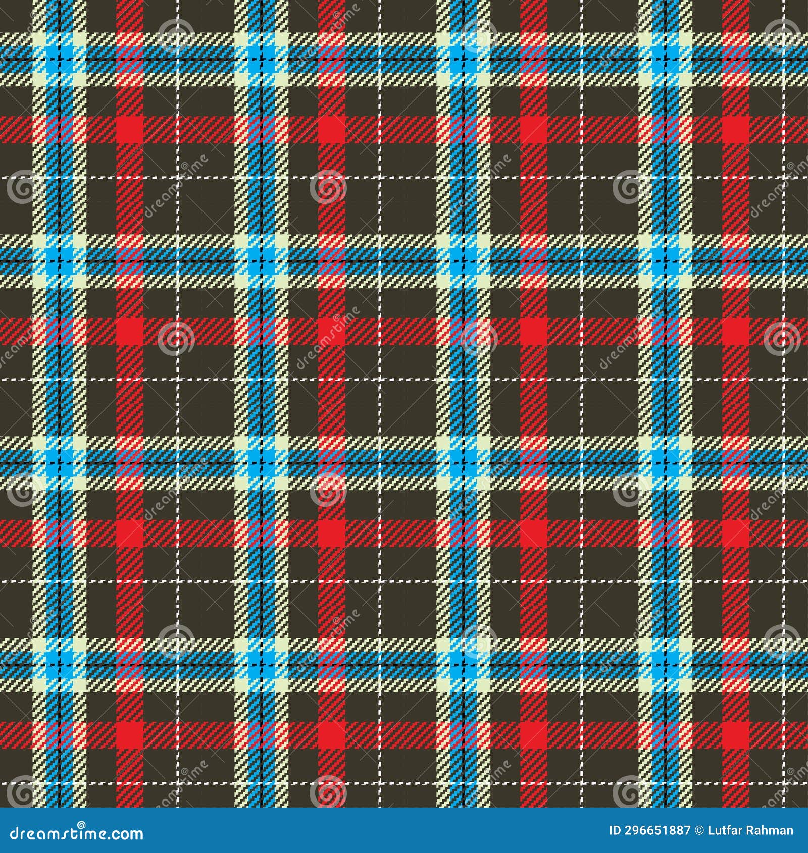 Blue Check Fabric Texture Vector Textile Print Design with a Seamless ...