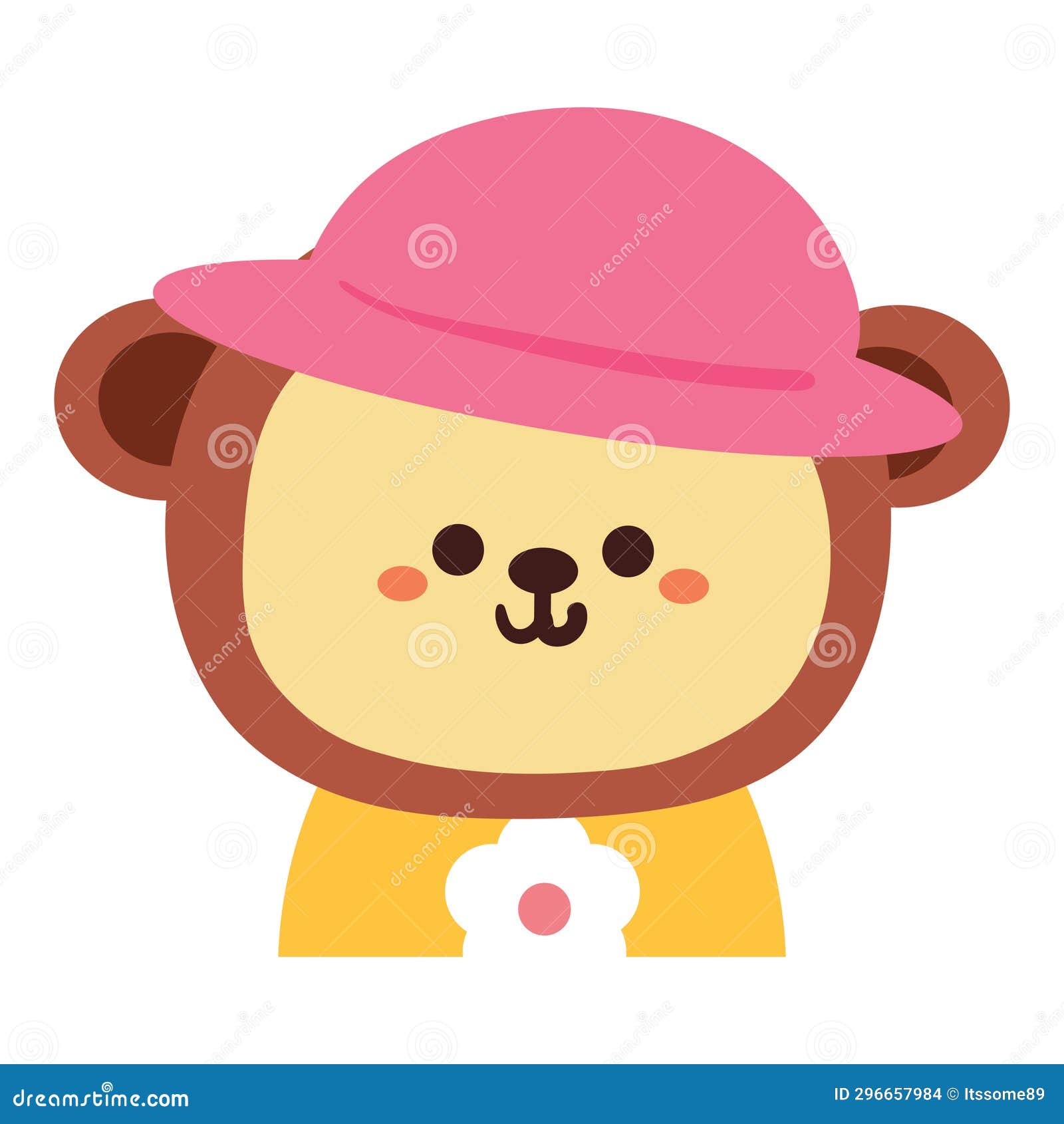 Hand Drawing Cartoon Monkey Wearing Pink Hat Stock Vector ...