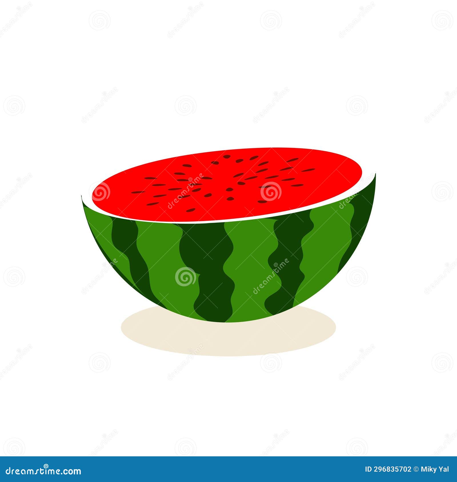 Cartoon Fresh Green Open Watermelon Half, Slices and Triangles Stock ...