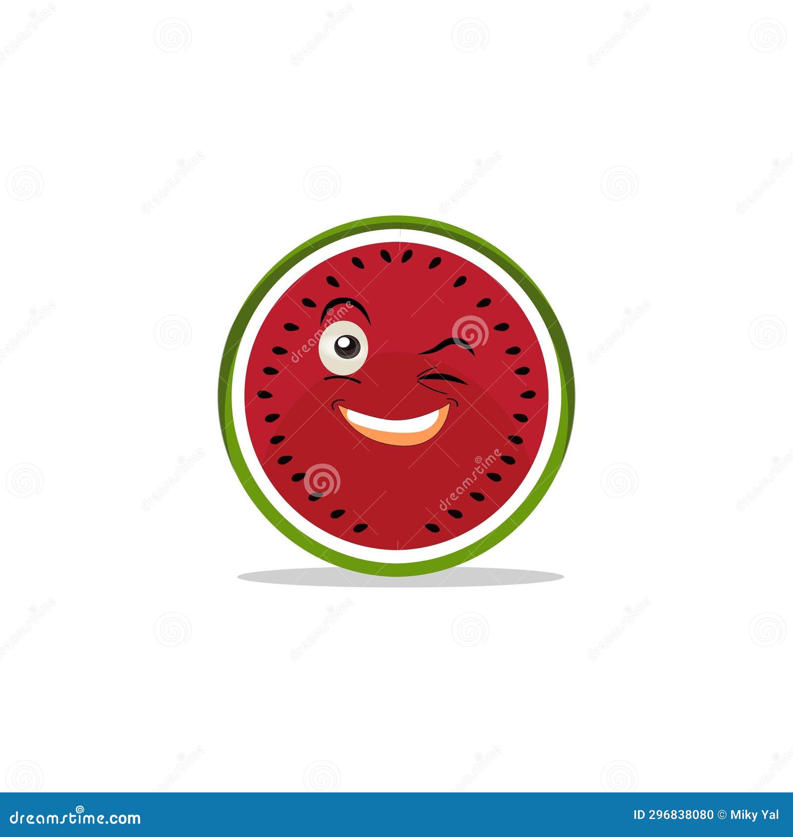 Watermelon Slice Character with Funny Face. Happy Cute Cartoon ...