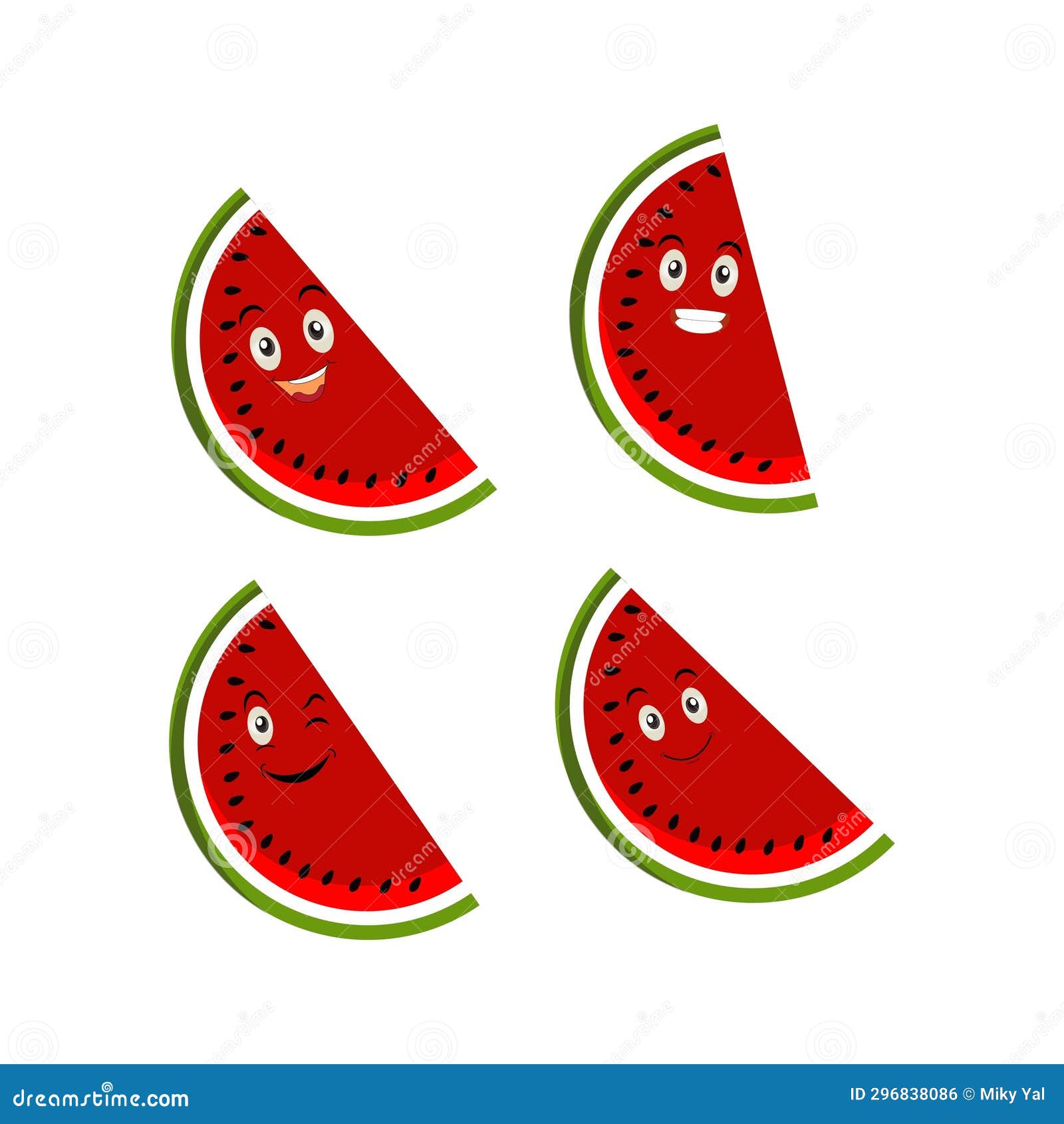 Watermelon Slice Character with Funny Face. Happy Cute Cartoon ...
