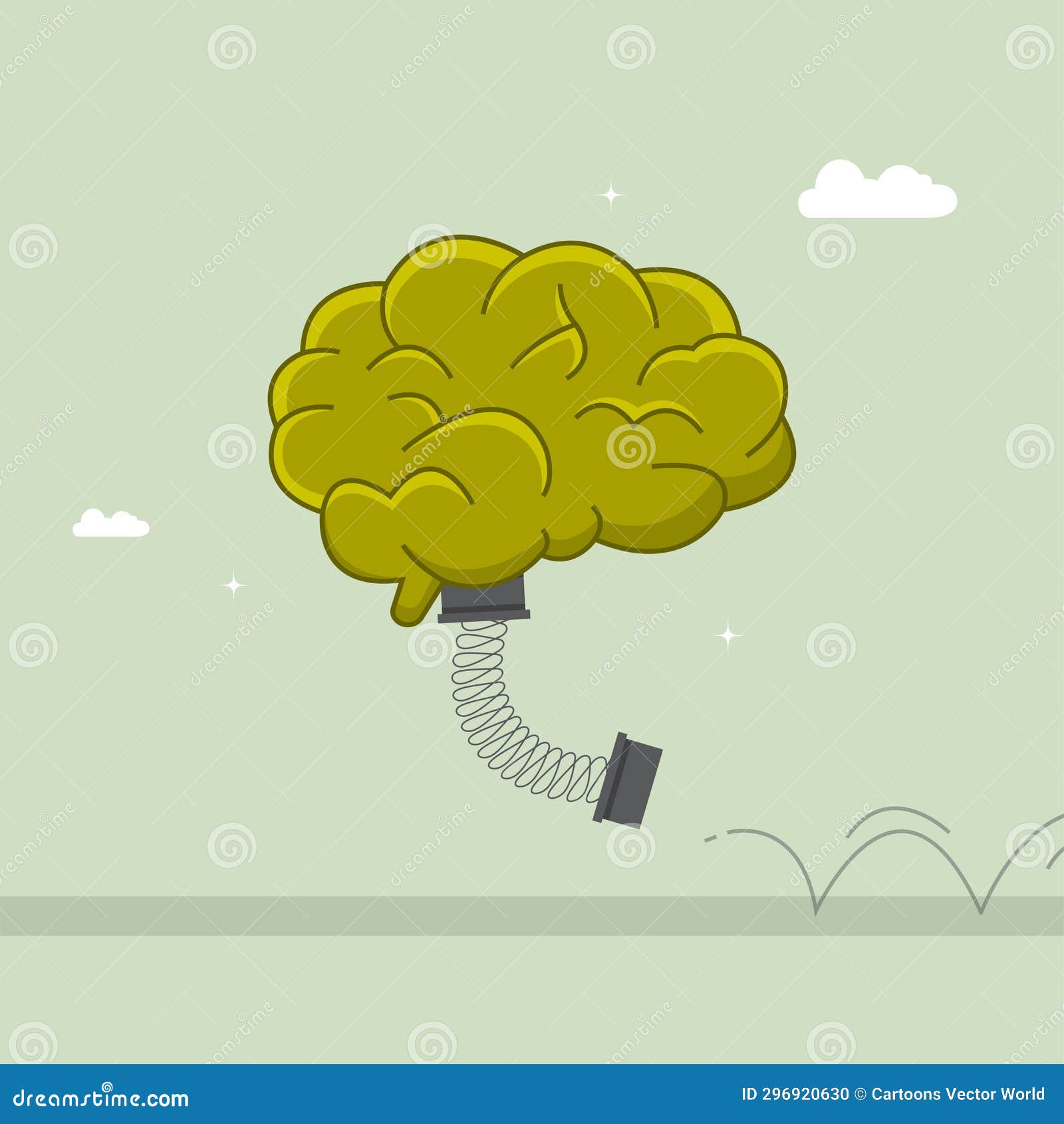 Brain Character Jumping, Brain Imagination Intelligence Concept Flat ...