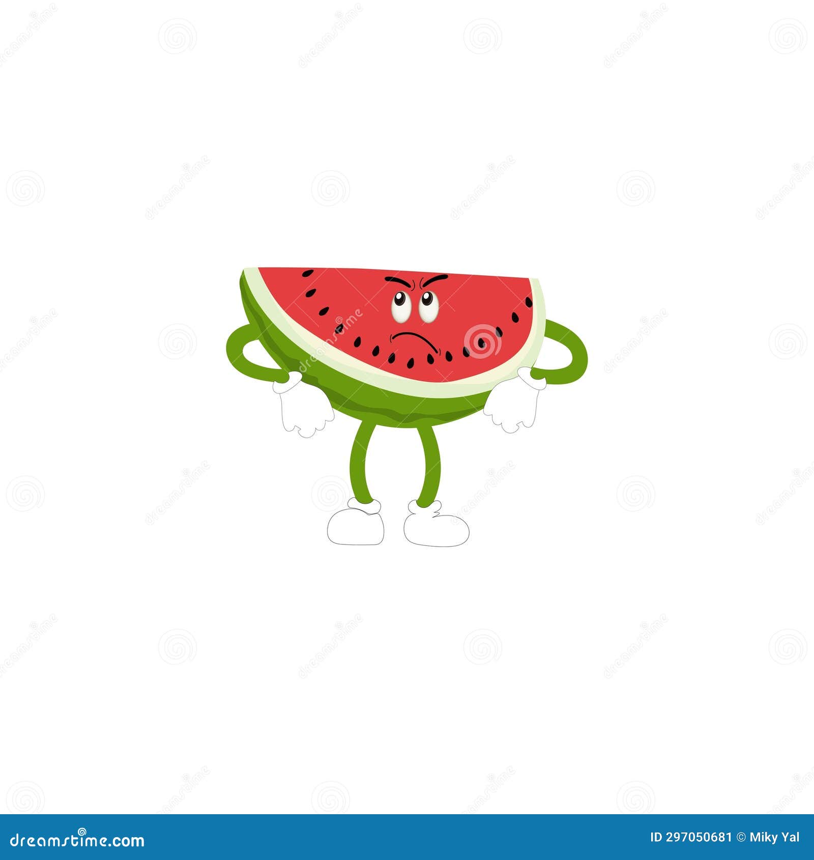 Funny Watermelon Slices Characters with Cartoon Smile Faces Stock ...
