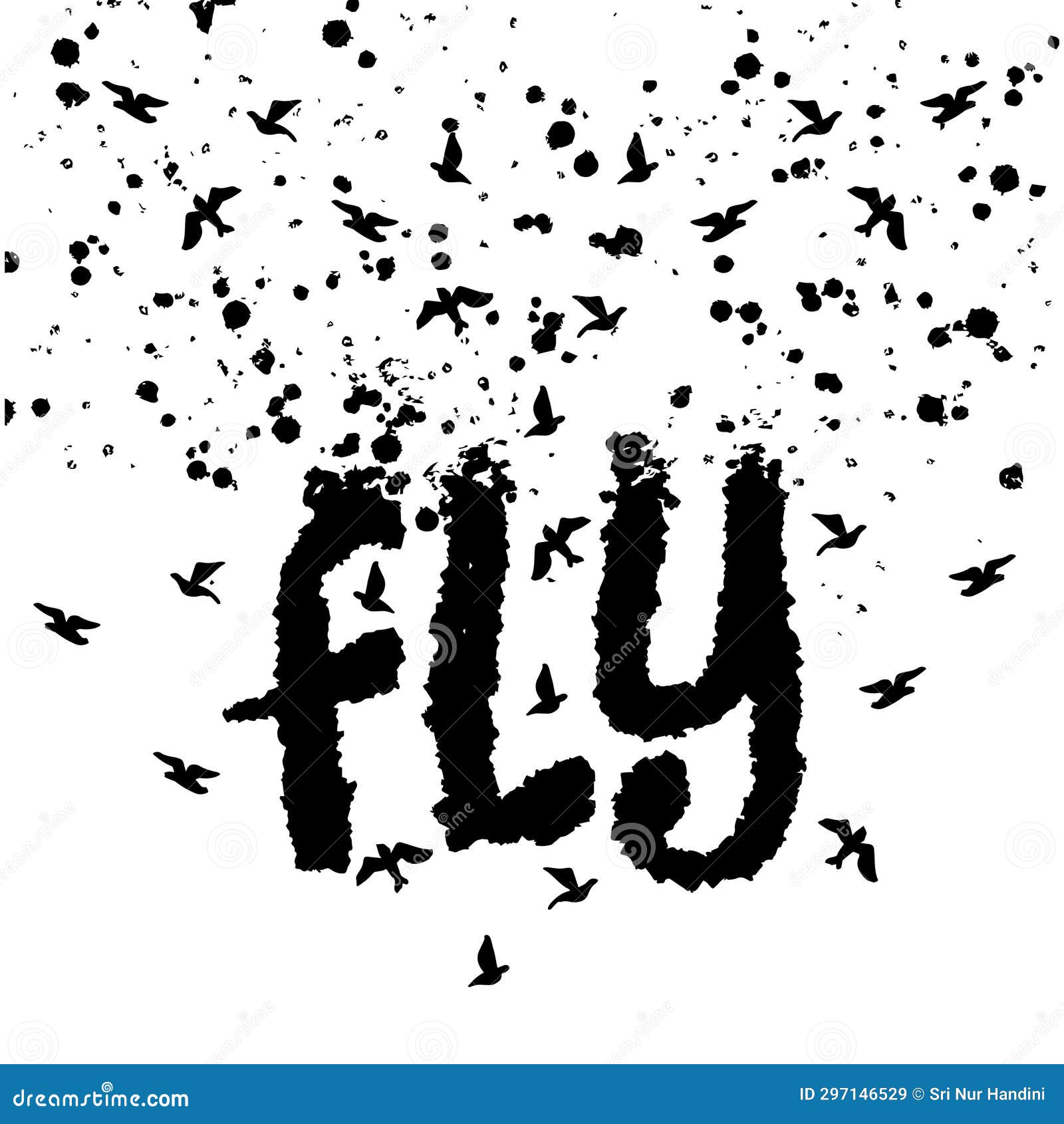 Lettering Word Fly Doodle. Grunge Hand Drawn Lettering. Ink ...