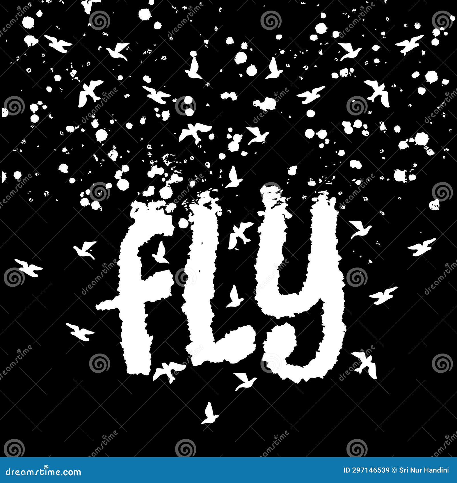 Lettering Word Fly Doodle. Grunge Hand Drawn Lettering. Ink ...